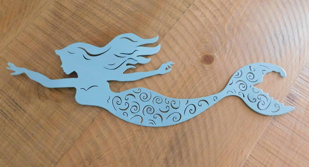 COASTAL Hanging Metal Mermaid . Hangers on Back. Includes Embellish ...