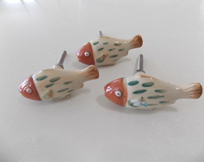1 Pc. COASTAL FISH KNOBS Beach Art Decor . Cabinet Hardware . Knobs and ...