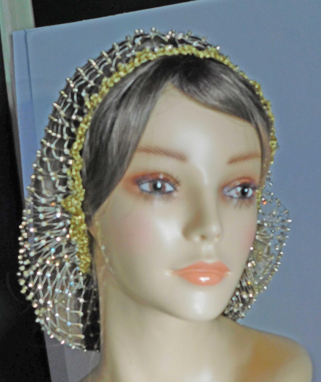 Gold Retro Rhinestone Fashion Hair Net Snood | Long Hair | Adjustable ...