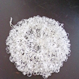 WHITE Crocheted PEARL Lace Hair Net Snood Head Covering . Adjustable ...