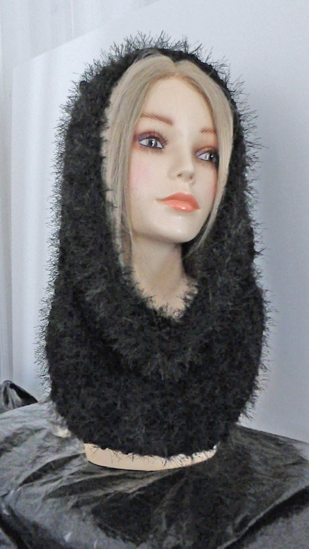 FAKE FUR Hair Snood Head Covering . Handknit . Fits All . Optional ...