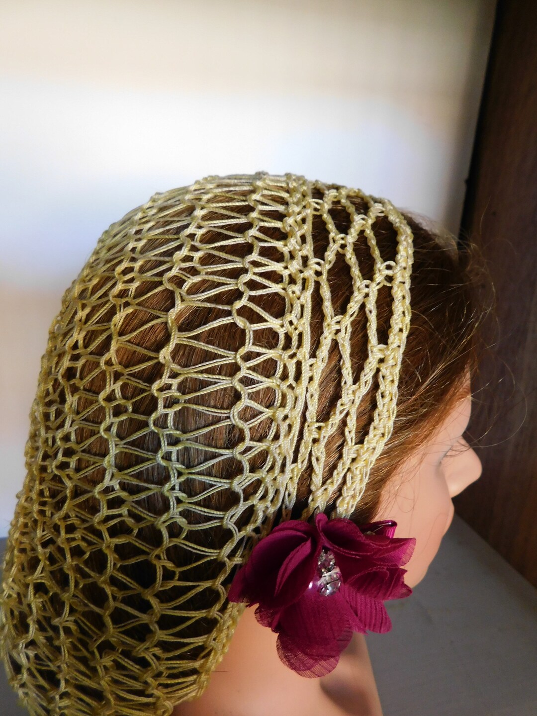 Lemon YELLOW Hair SNOOD Net . Exclusive Pattern . Flower Not Included ...