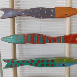 Coastal Wood FISH ACCENT Chair Table . Hand Painted . Beach . Storage ...