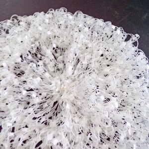 WHITE Crocheted PEARL Lace Hair Net Snood Head Covering . Adjustable ...