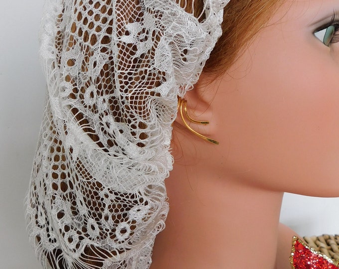 IVORY CHANTILLY LACE Hair Snood Net . Exclusive . Fitted Head | Etsy