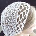 WHITE Crocheted PEARL Lace Hair Net Snood Head Covering . Adjustable ...