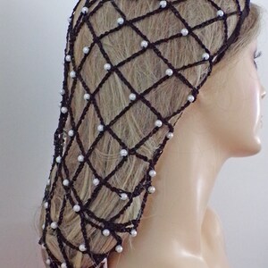 BLACK PEARL Fitted Hair Snood Net Head Cover . Adjustable . Stretchy 11 ...