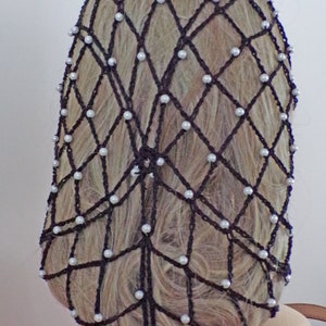 BLACK PEARL Fitted . Hair Snood Net Head Cover . Adjustable . Stretchy ...