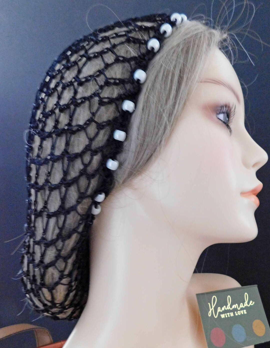 Beaded Hair Net Snood Head Covering . Fits Most . Stretchy . Adjustable ...