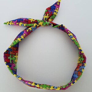 Autism Awareness Print Wired Headband, Puzzle Piece, Rockabilly Style ...
