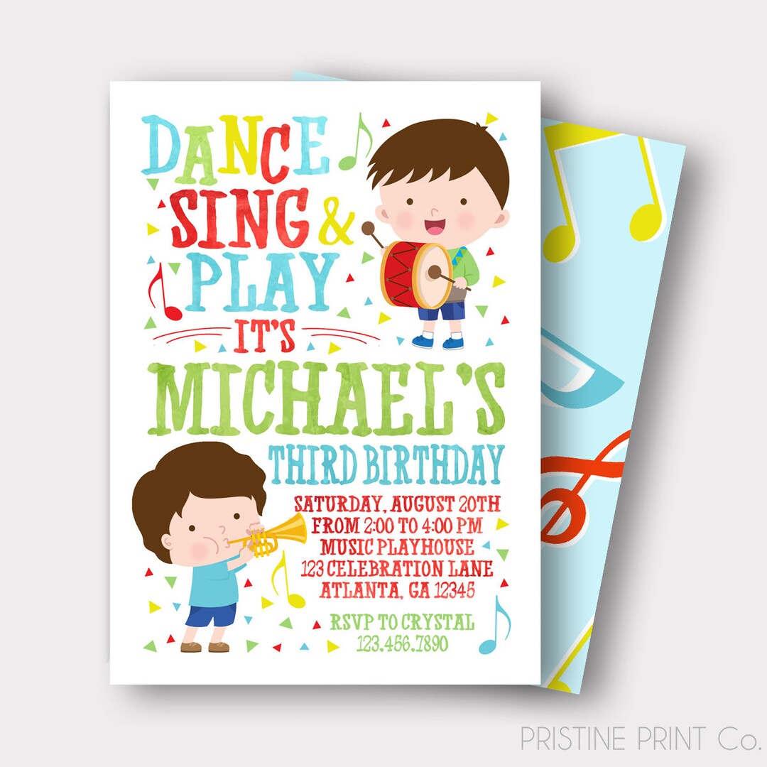 DIGITAL FILE Music Birthday Invitation Music Invitation Music Class ...