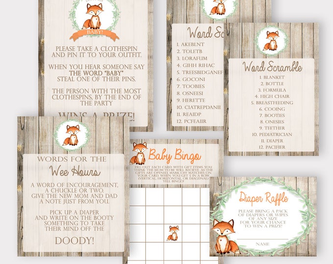 Fox Baby Shower Games Woodland Baby Shower Games Fix Baby Shower ...
