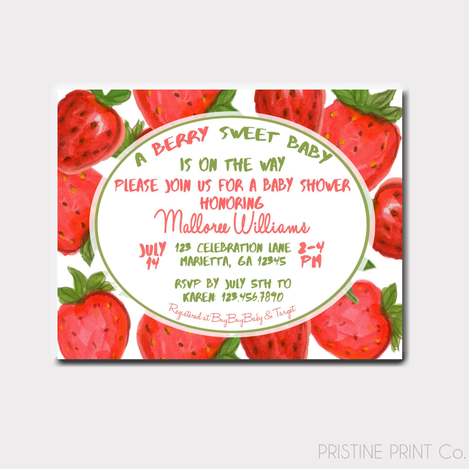 A BERRY Sweet Baby Shower Invitation A BERRY Sweet Birthday - Etsy