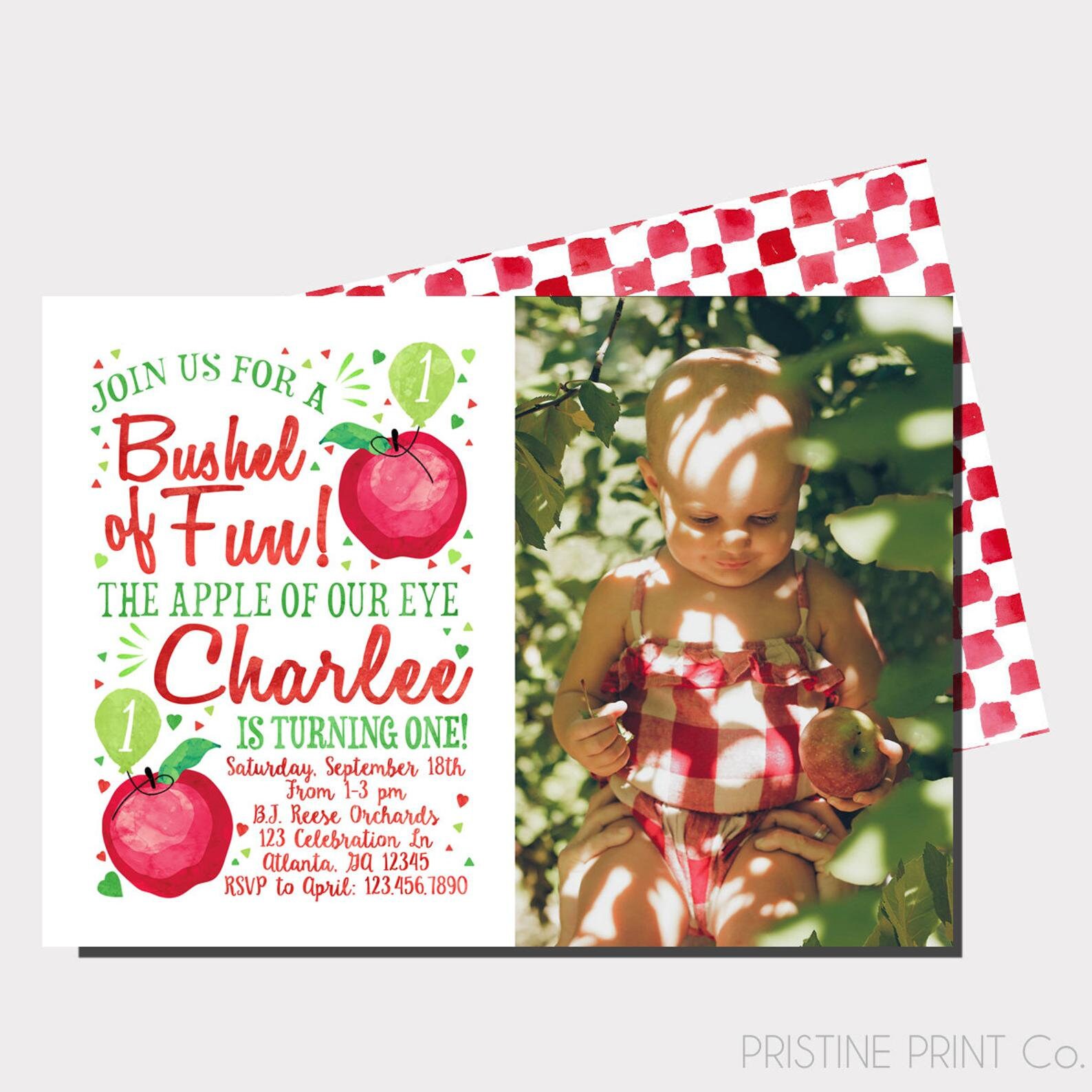 Apple Birthday Chalkboard Apple Birthday Invitation Fall - Etsy