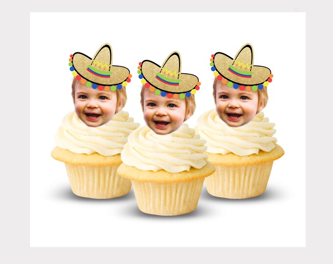 DIGITAL FILE Fiesta Cupcake Toppers | Sombrero Cupcake Toppers | Fiesta ...