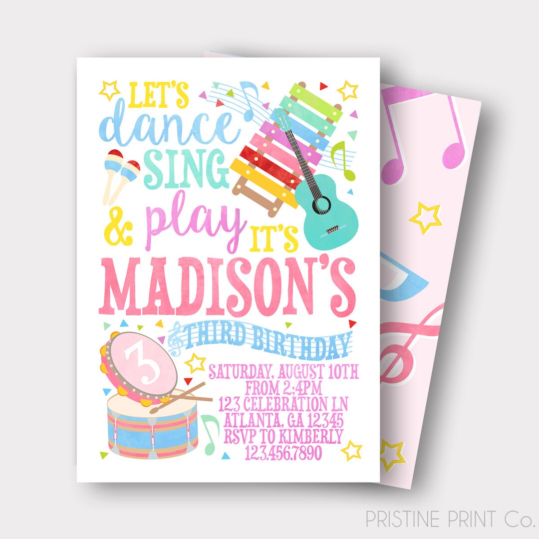 DIGITAL FILE Music Birthday Invitation Music Invitation Rockstar ...