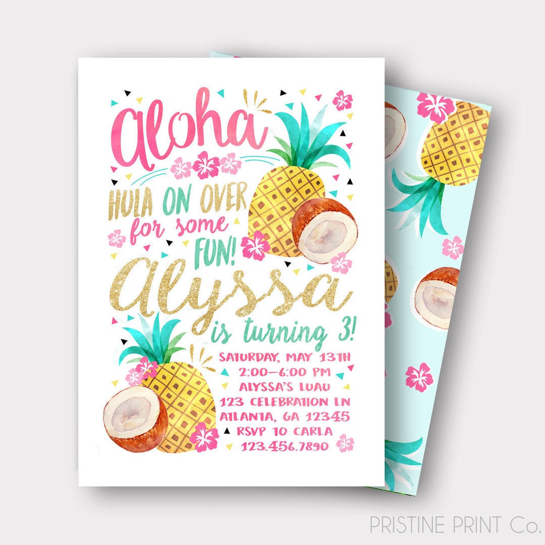 Ananas-Geburtstagseinladung | Aloha Geburtstagseinladung | Luau ... Ananas-Geburtstagseinladung | Aloha Geburtstagseinladung | Luau ...