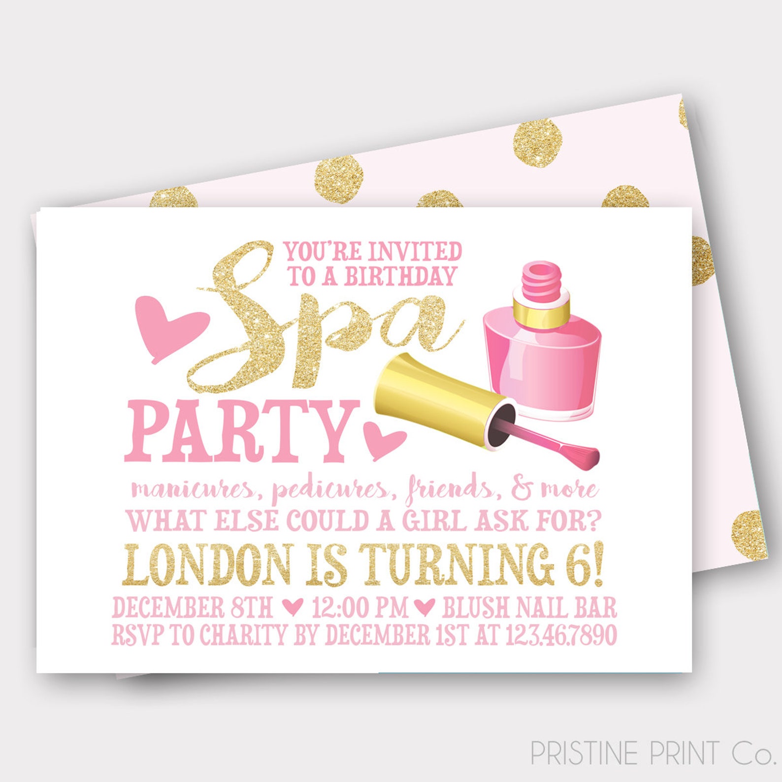Spa Birthday Invitation Nail Birthday Invitation Spa Day | Etsy