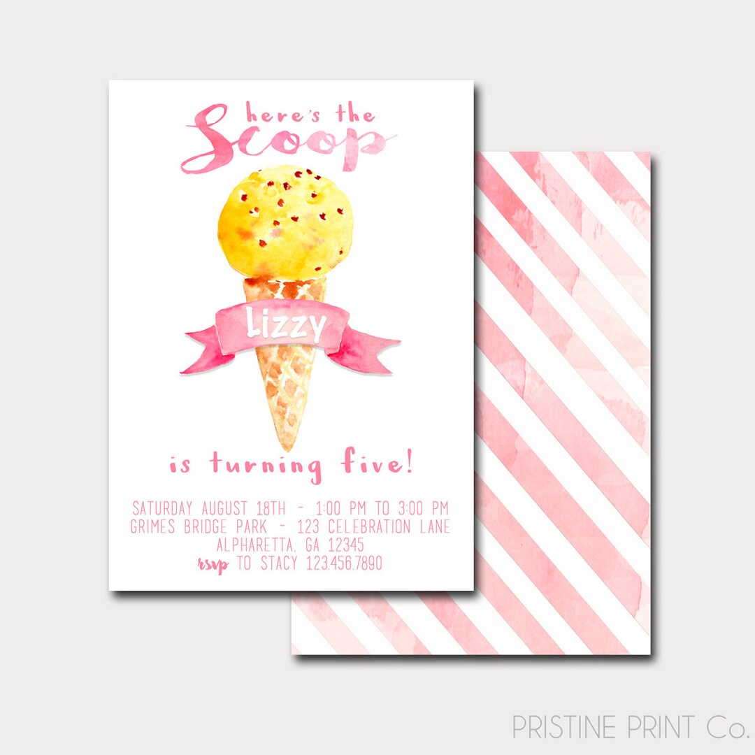 Here's the Scoop Ice-cream Birthday Party Pink and Gold - Etsy