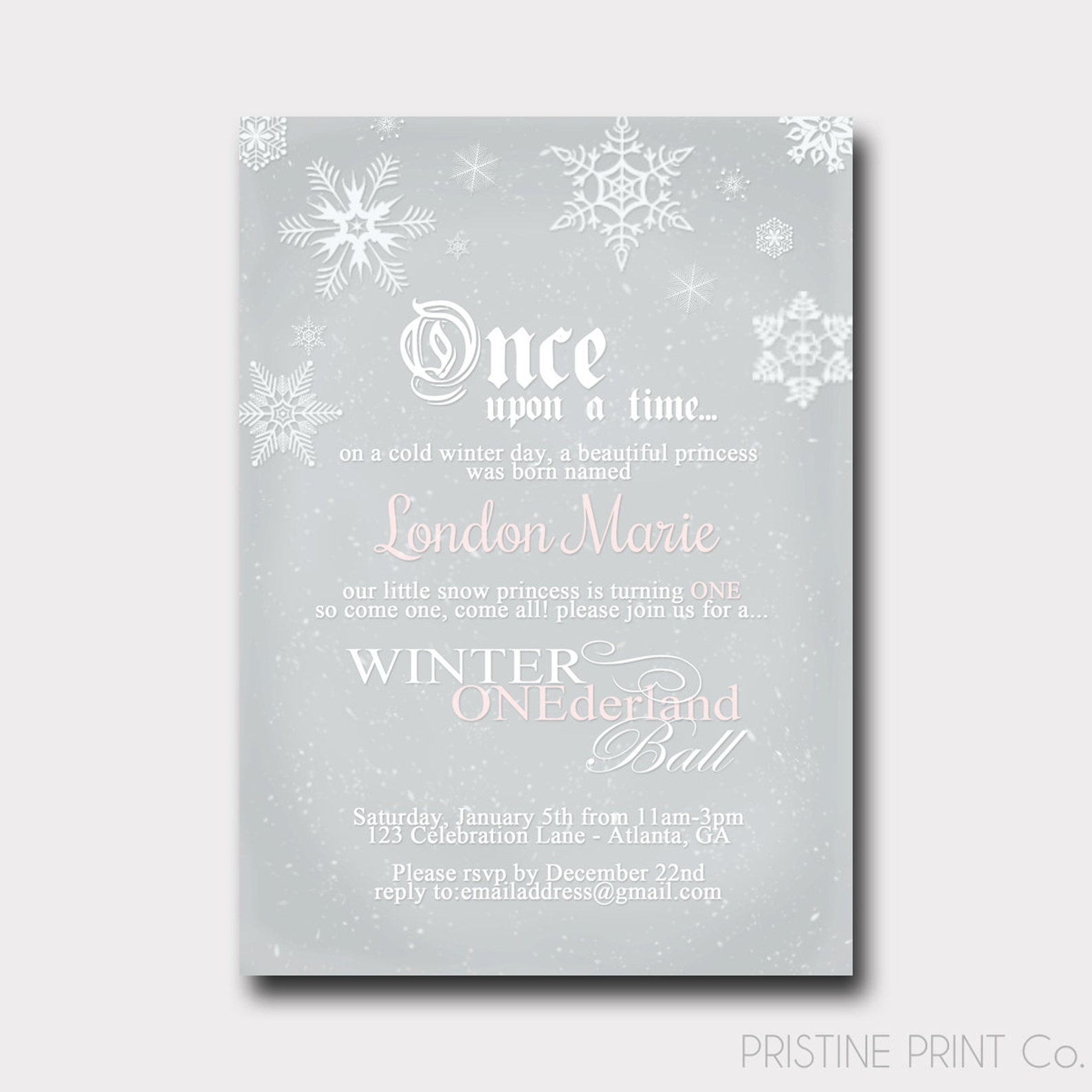 Snowflake Birthday Invitation Winter Onederland Winter - Etsy