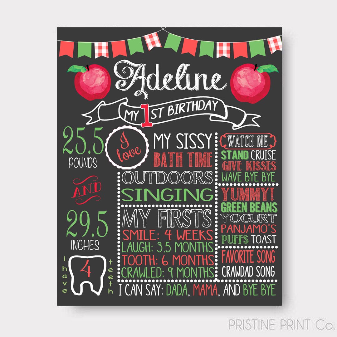 Apple Birthday Chalkboard Apple Birthday Invitation Fall Birthday ...