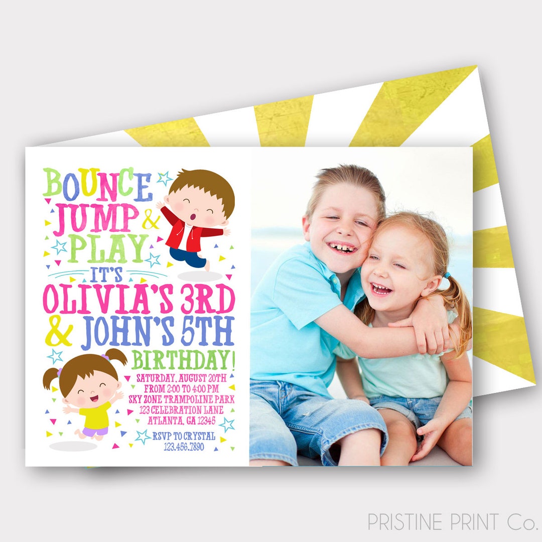 Joint Birthday Invitation Bounce Birthday Invitation - Etsy