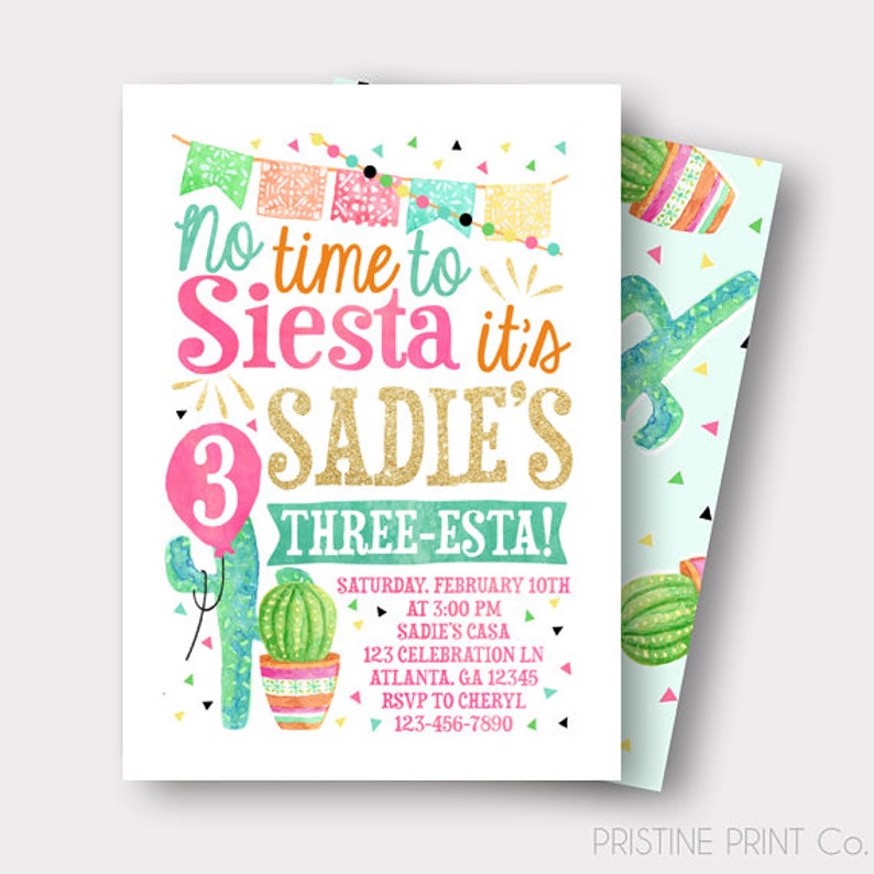 Fiesta Birthday Invitation | Spanish Birthday Invitation | Taco ...