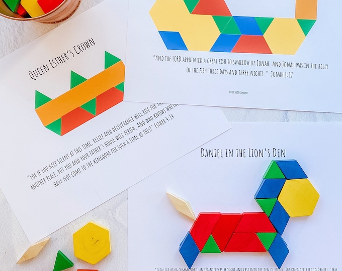 Set 1 Pattern Block Mats, Pattern Tiles Activity, Tangrams, Shapes and ...