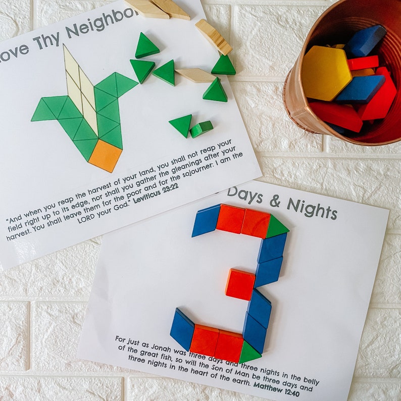 Set 2 Pattern Block Printable Bible Story Pattern Block - Etsy