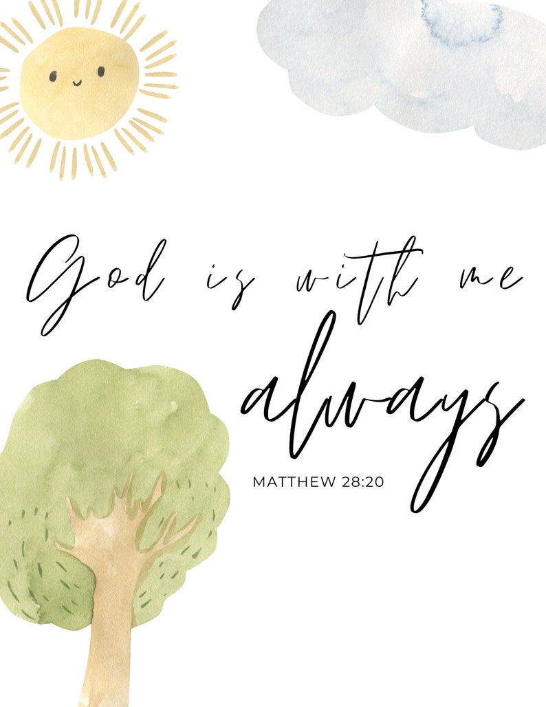 Bible Verse for Nursery; God is With Me Always; Nursery Bible Decor ...