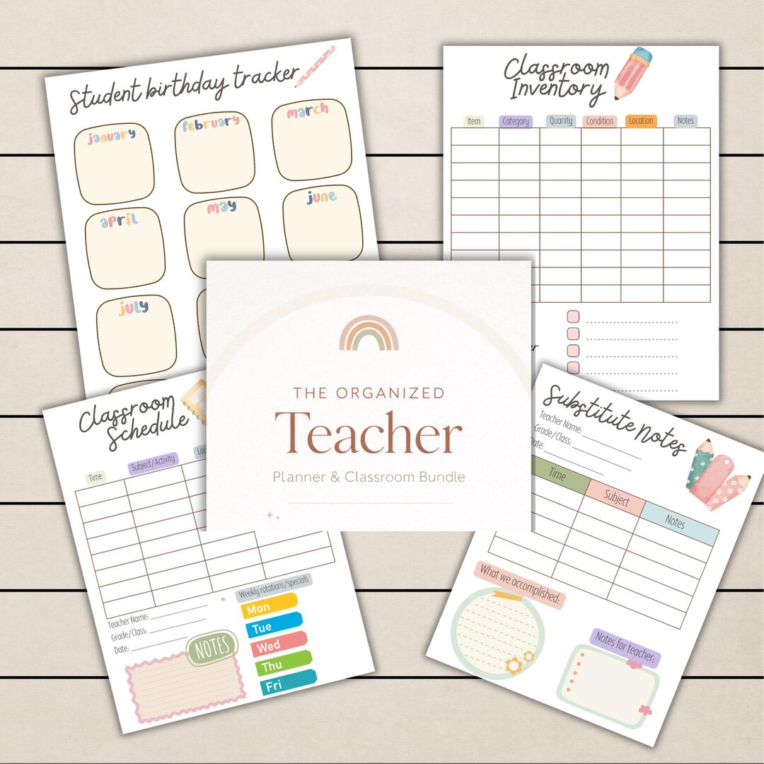 The Organized Teacher Planner & Classroom Bundle| 10 Printable Planner ...