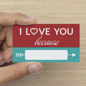 I Love You Because... // Set of 15 Note Cards - Etsy