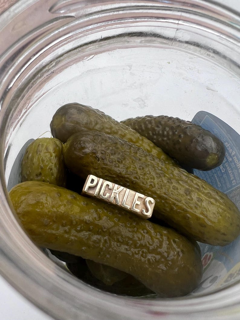 PICKLES Word Ring - Handmade Metal Ring in Jewelers Brass or Sterling ...