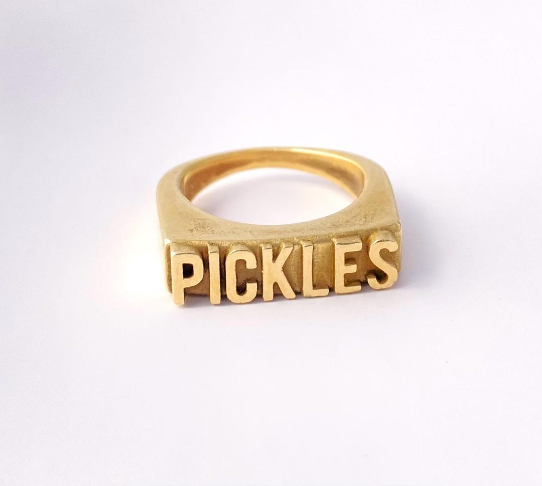 PICKLES Word Ring - Handmade Metal Ring in Jewelers Brass or Sterling ...