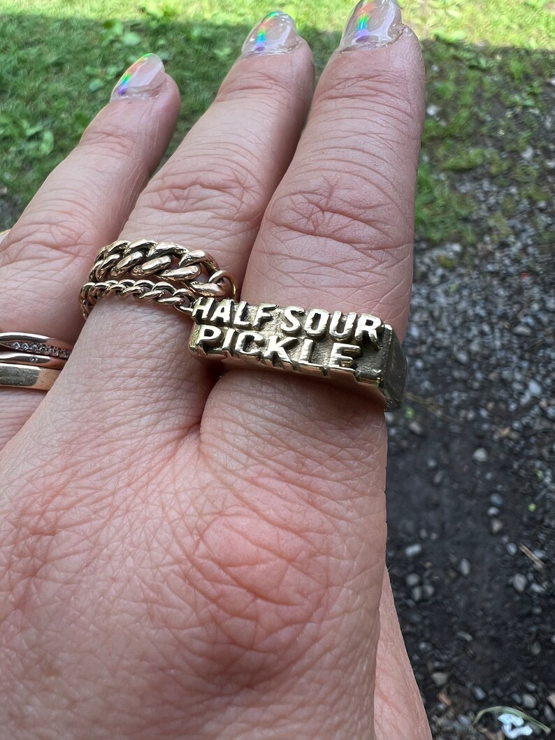 HALF SOUR PICKLE Word Ring - Handmade Solid Metal Ring in Jewelers ...