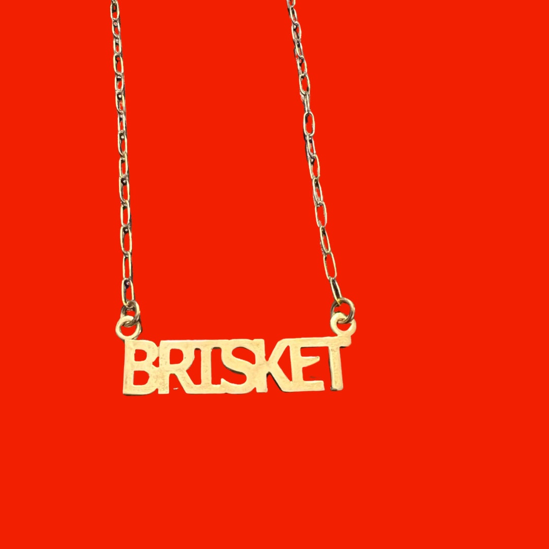 BRISKET Word Pendant Handmade Metal Pendant in Jewelers Brass or ...