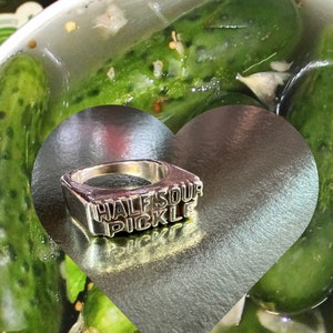 HALF SOUR PICKLE Word Ring - Handmade Solid Metal Ring in Jewelers ...