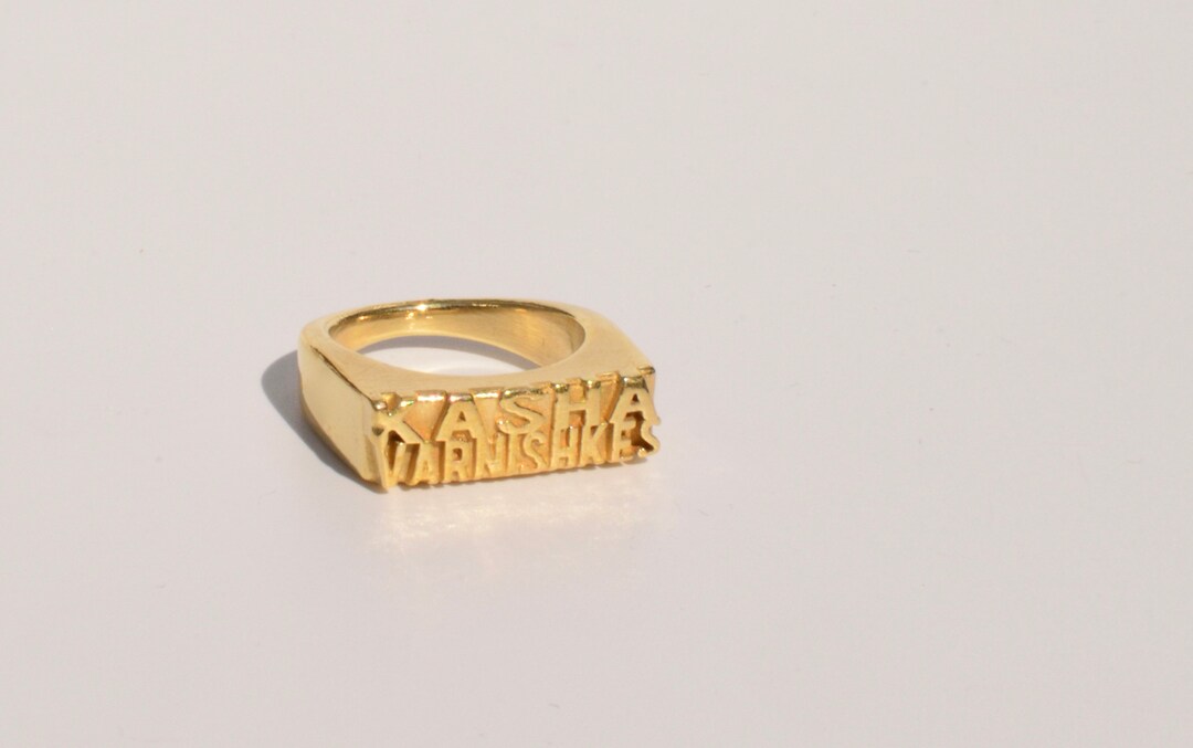KASHA VARNISHKES Word Ring - Handmade Metal Ring in Jewelers Brass or ...