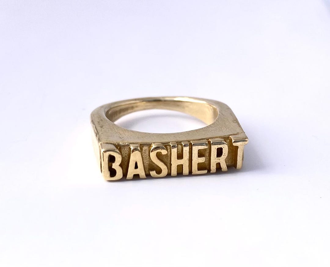 BASHERT Word Ring - Handmade Metal Ring in Jewelers Brass or Sterling ...