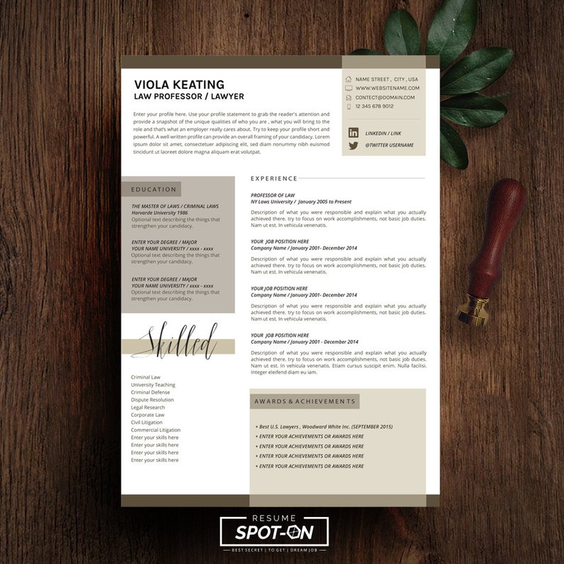 A Lasting impression Resume/CV design template Free Cover | Etsy