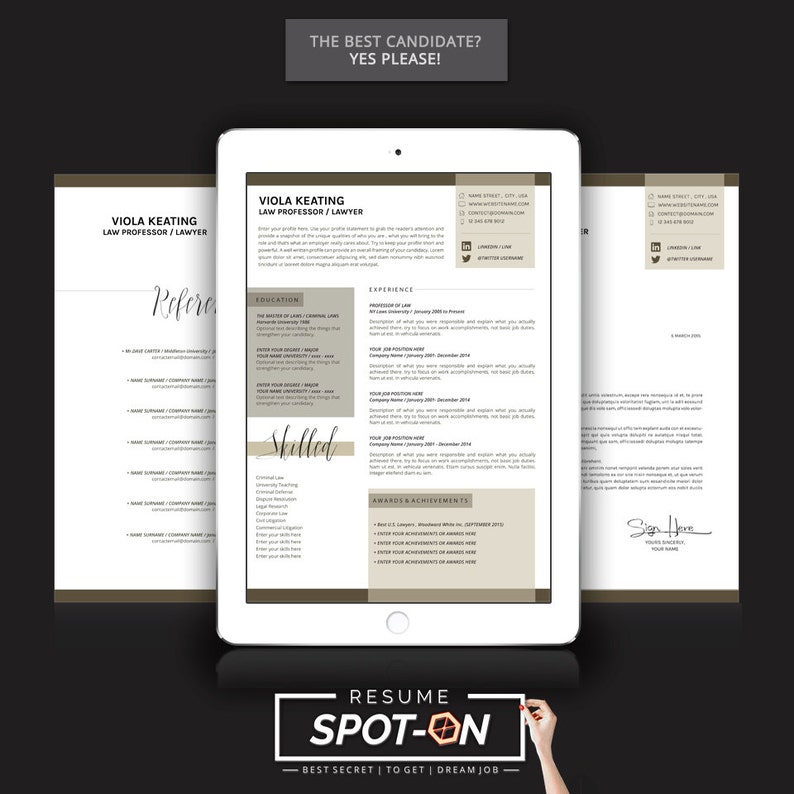 A Lasting impression Resume/CV design template Free Cover | Etsy