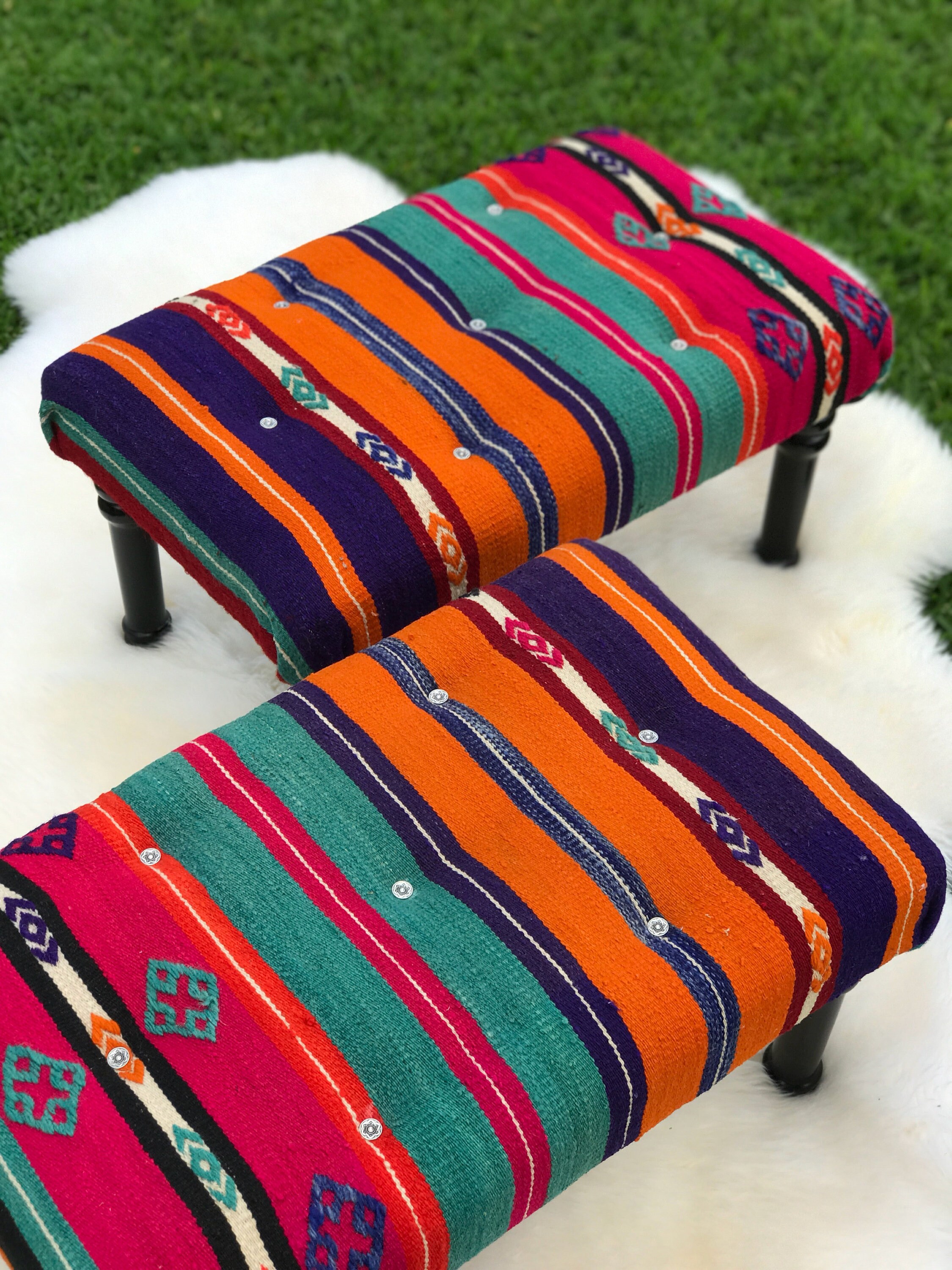 Sold! Southwestern Kilim Rustic Benches - Etsy