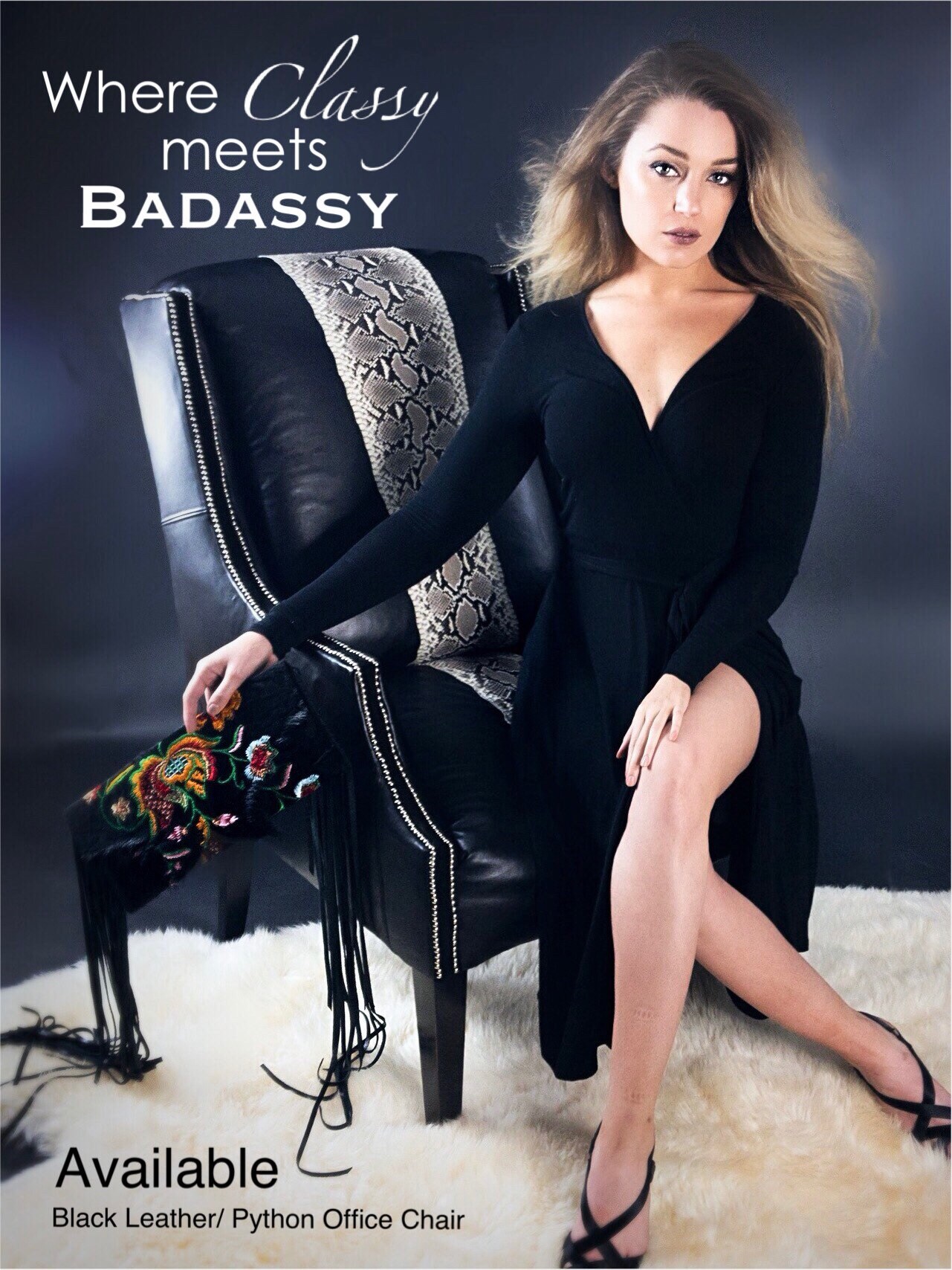 Black Leather & Python Chair - Sold - Etsy