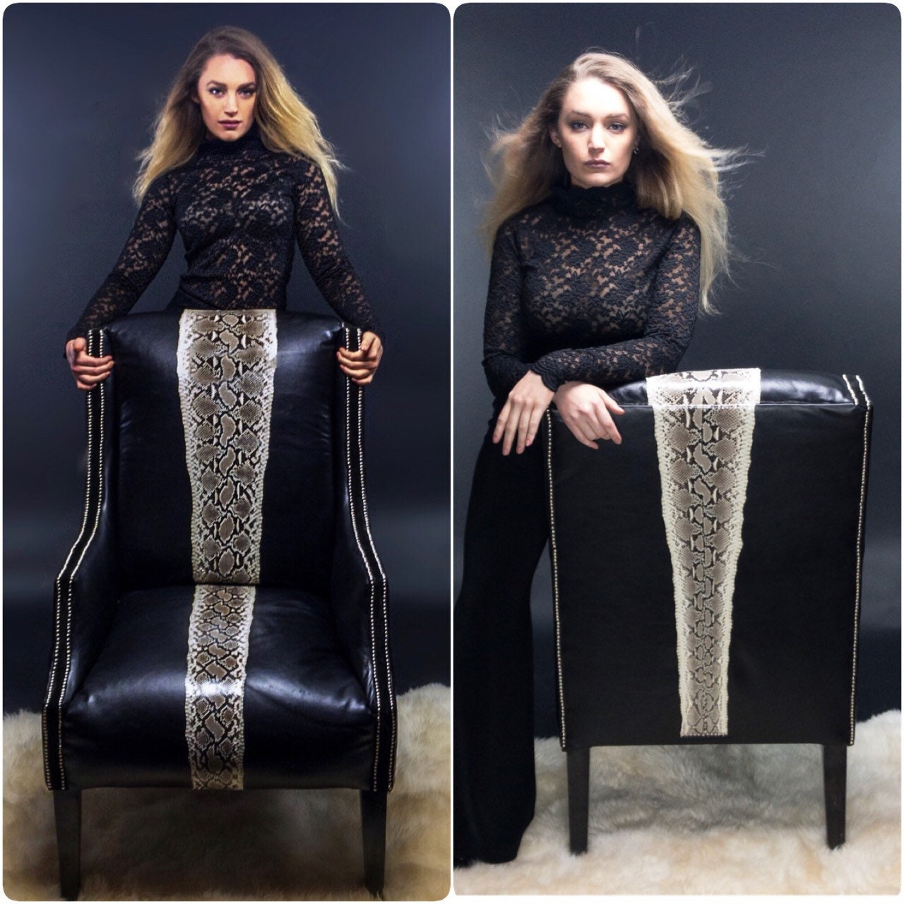 Black Leather & Python Chair - Sold - Etsy