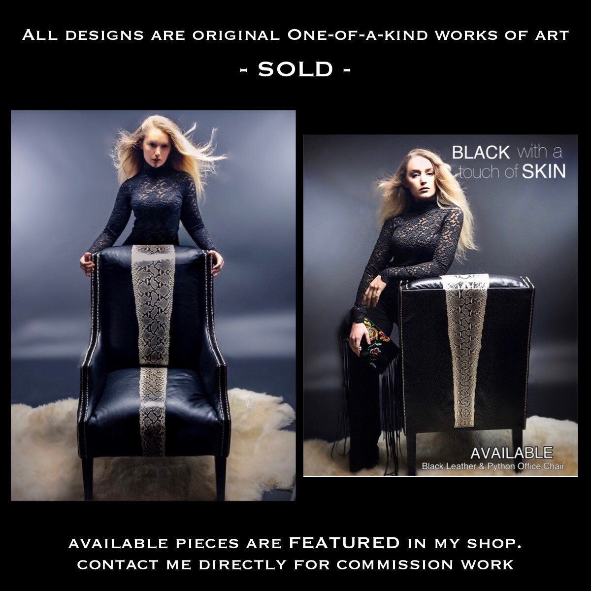 Black Leather & Python Chair - Sold - Etsy