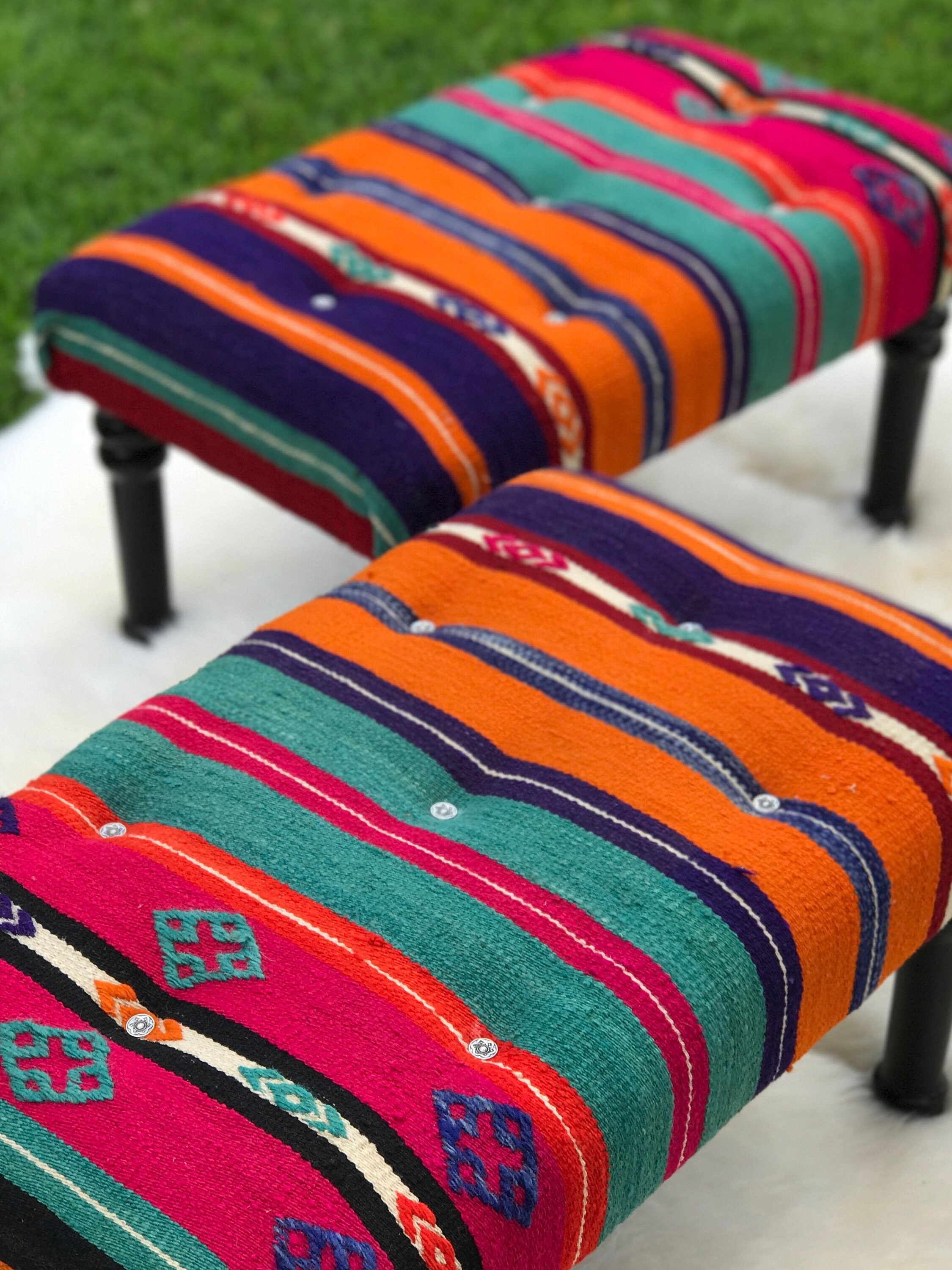 Sold! Southwestern Kilim Rustic Benches - Etsy