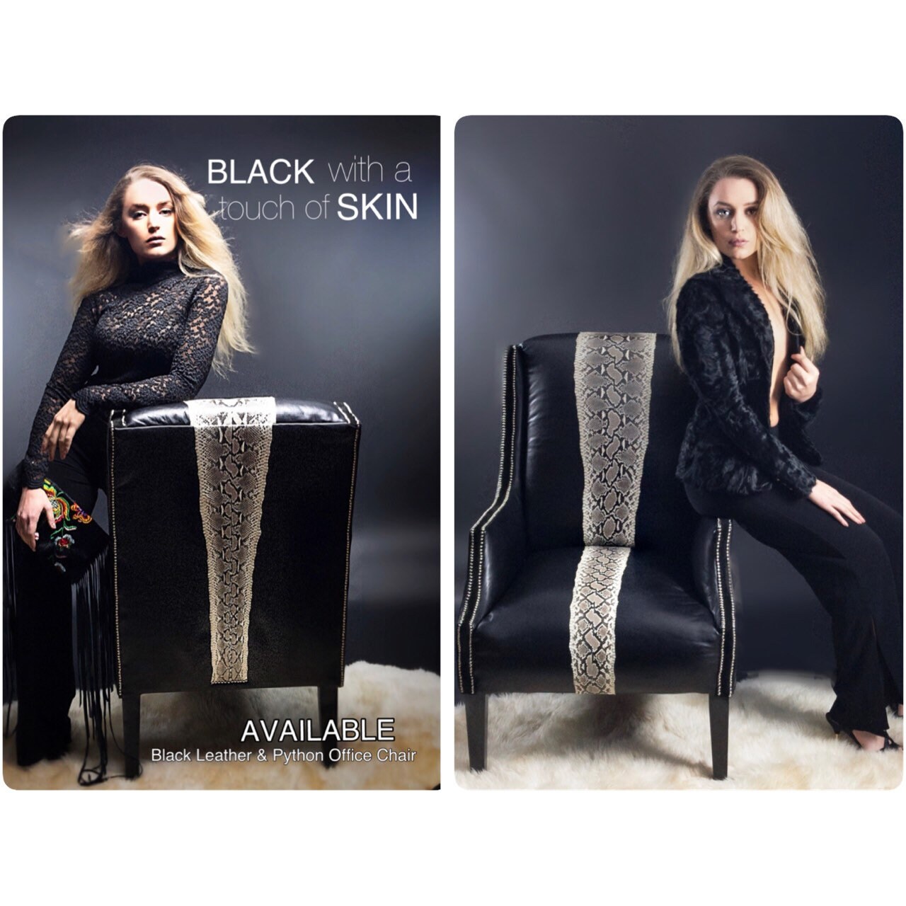 Black Leather & Python Chair - Sold - Etsy