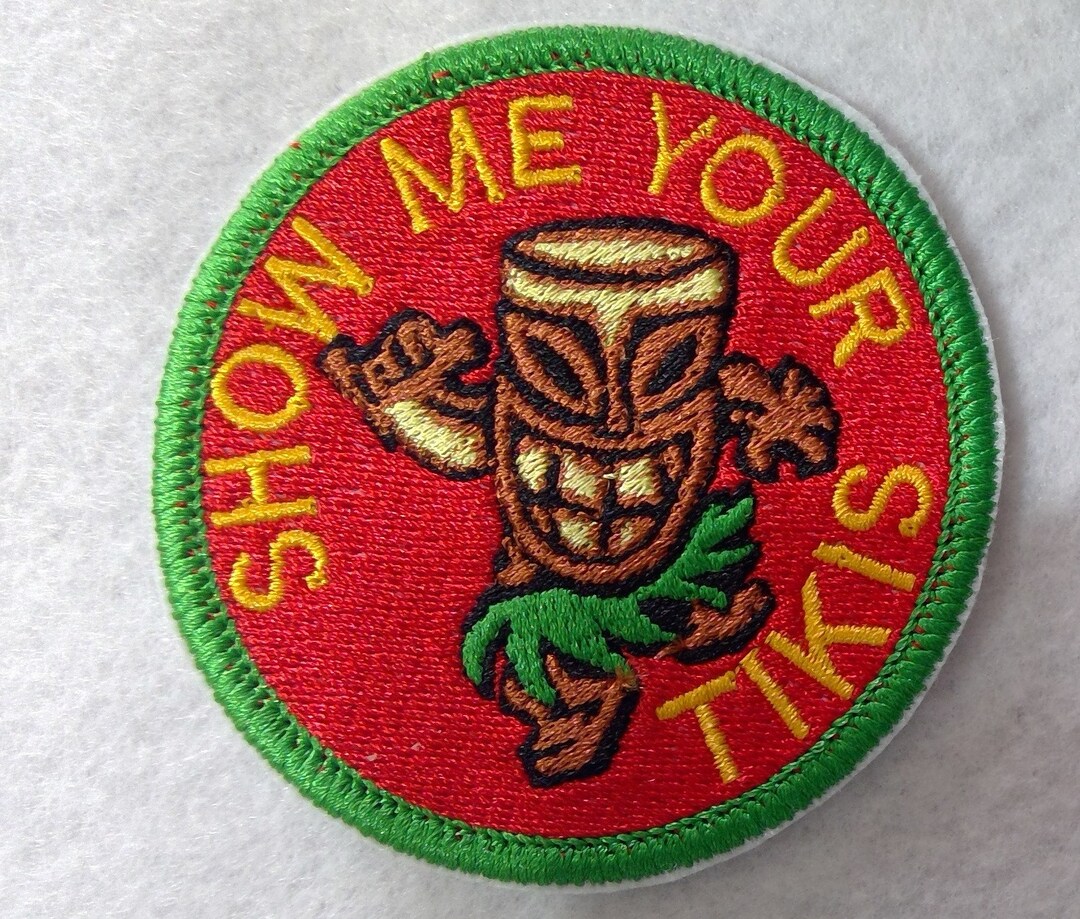 Tiki, Show Me Your Tiki's, Iron On, Patch, Embroidery, Island, Beach ...