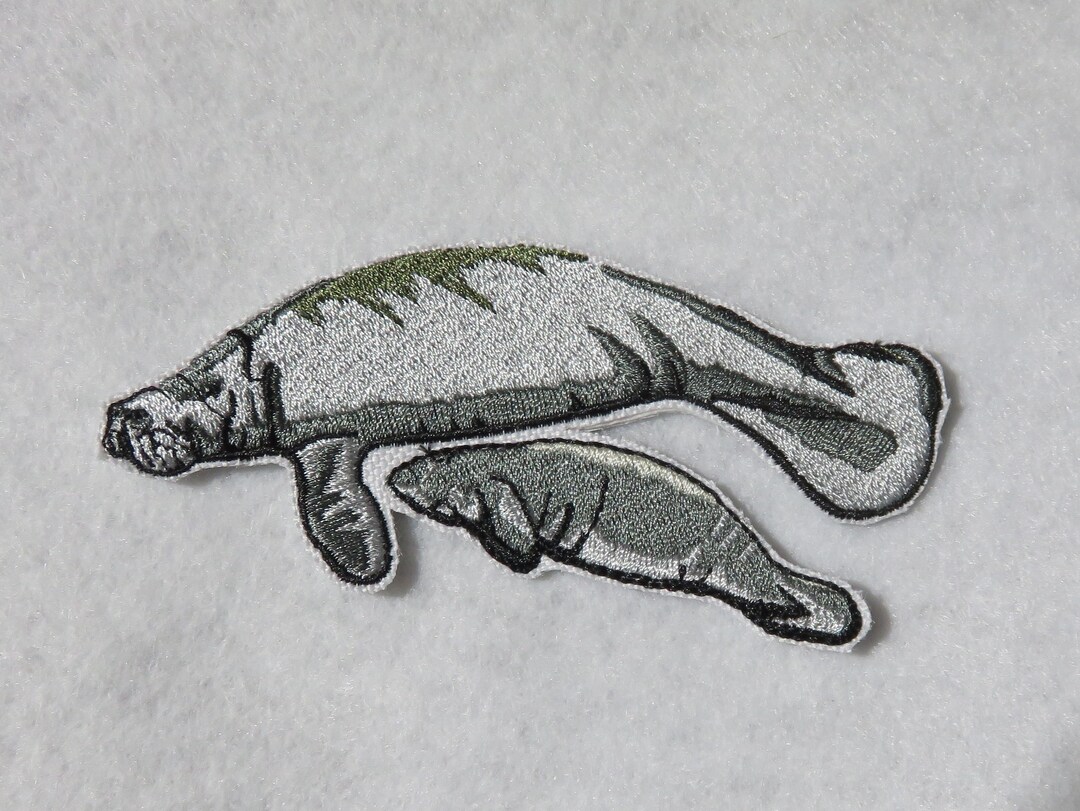 Manatee, Embroidery Patch, Emblem, Iron On, Florida, Tropics, Beach ...