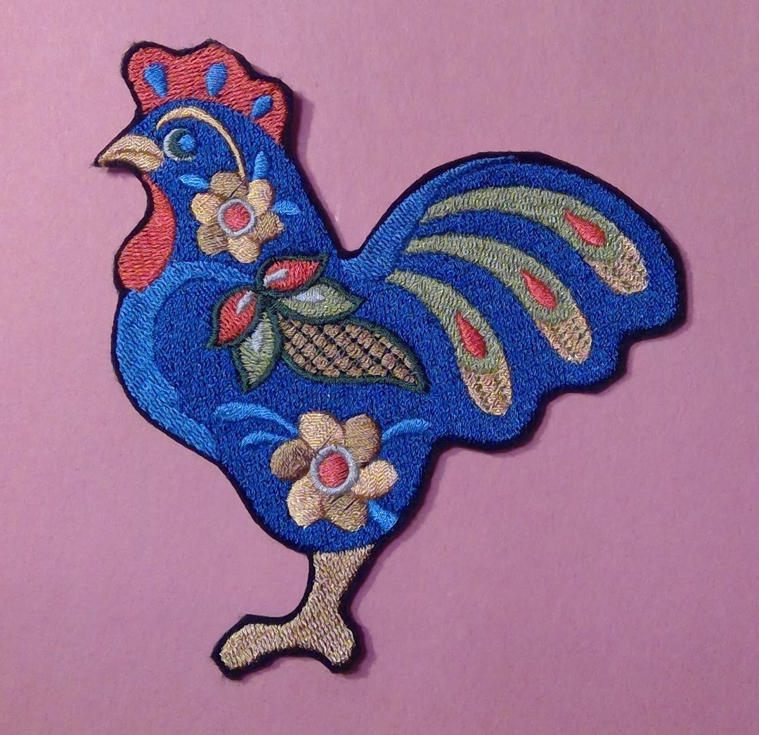Rooster, Mexican Talavera Style Rooster Gallo Patch, Folk Art ...